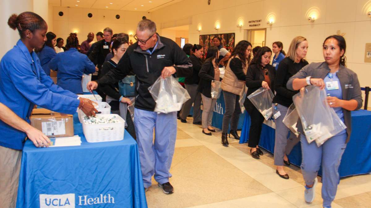 UCLA Health staff pack hygiene kits for use by Homeless Healthcare ...