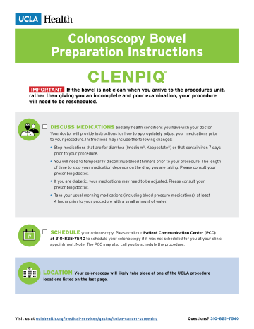 Colonoscopy Prep - Colorectal Cancer Screening | UCLA Health Jonsson ...