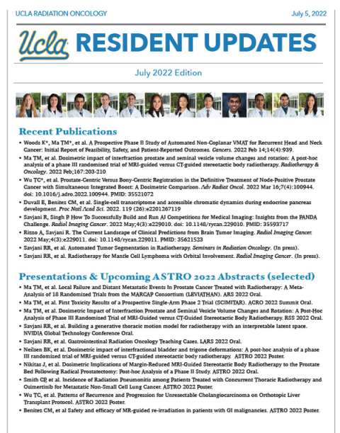 Resident Annual Newsletter - Radiation Oncology | UCLA Health