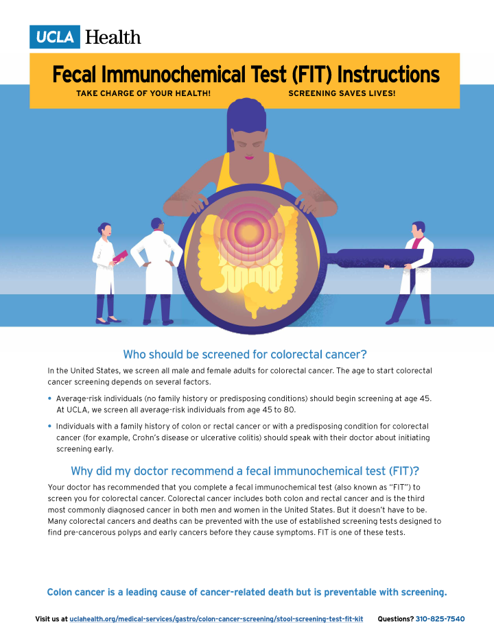 Stool Screening Test (FIT Kit) - Colorectal Cancer Screening | UCLA Health
