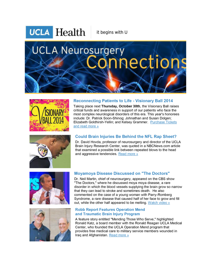 eNewsletters - Neurosurgery | UCLA Health