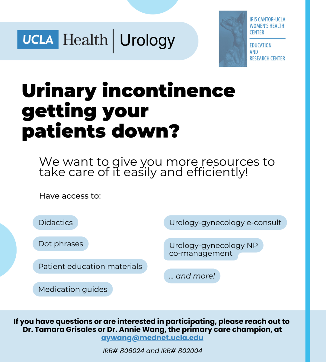 Urinary Incontinence Study - Iris Cantor - UCLA Women's Health Center ...
