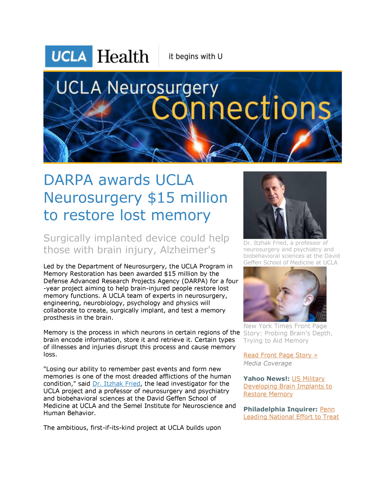 eNewsletters - Neurosurgery | UCLA Health